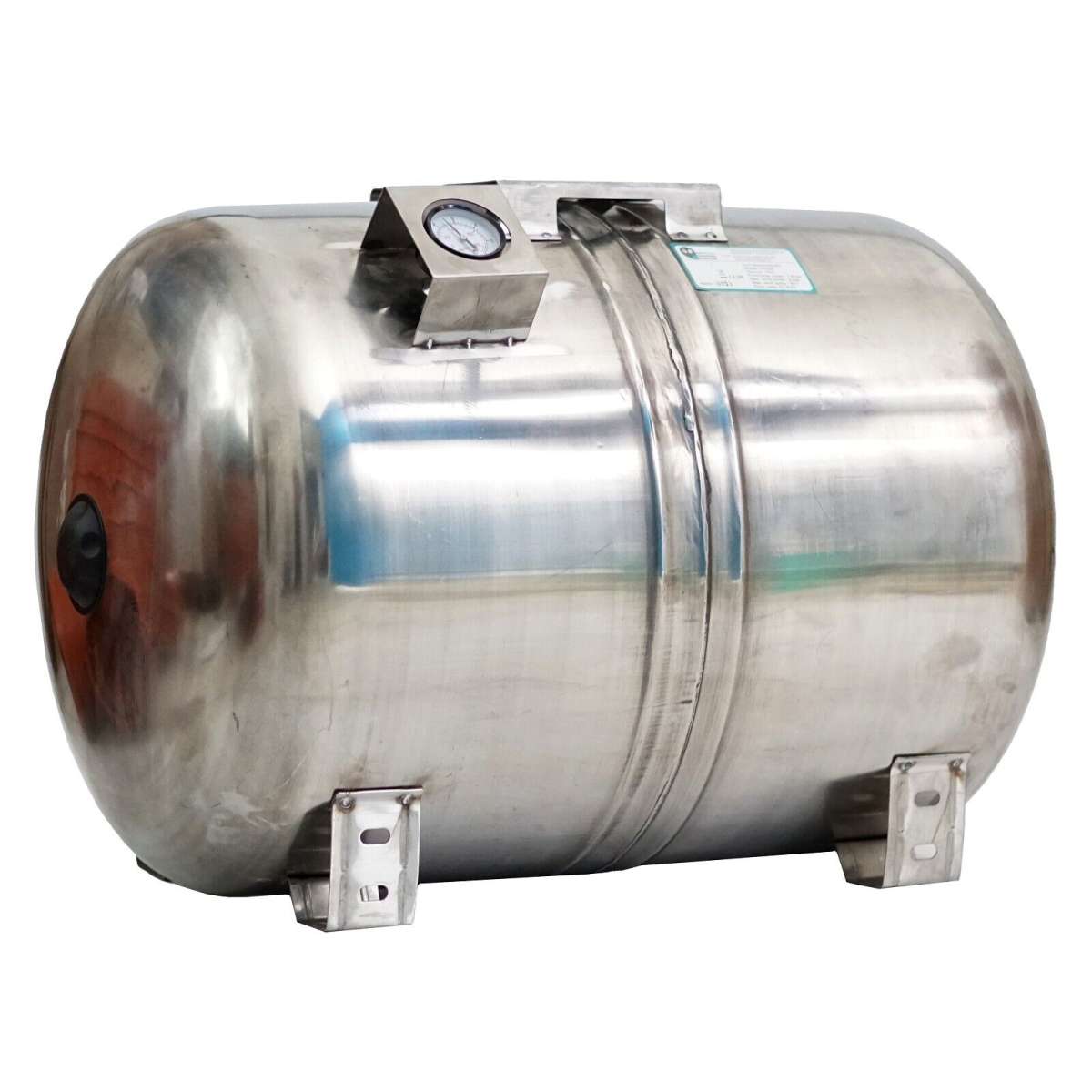 100 L Edelstahl Druckkessel Ausdehnungsgefäß Membrankessel m. Luftdruckmanometer ...