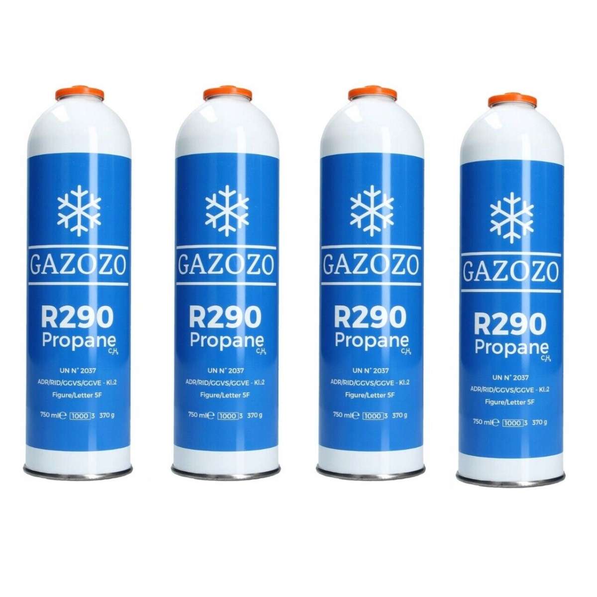 4 Dosen Kältemittel R290 - 370G / 750ml Propan Einwegdose mit Eckventil ...