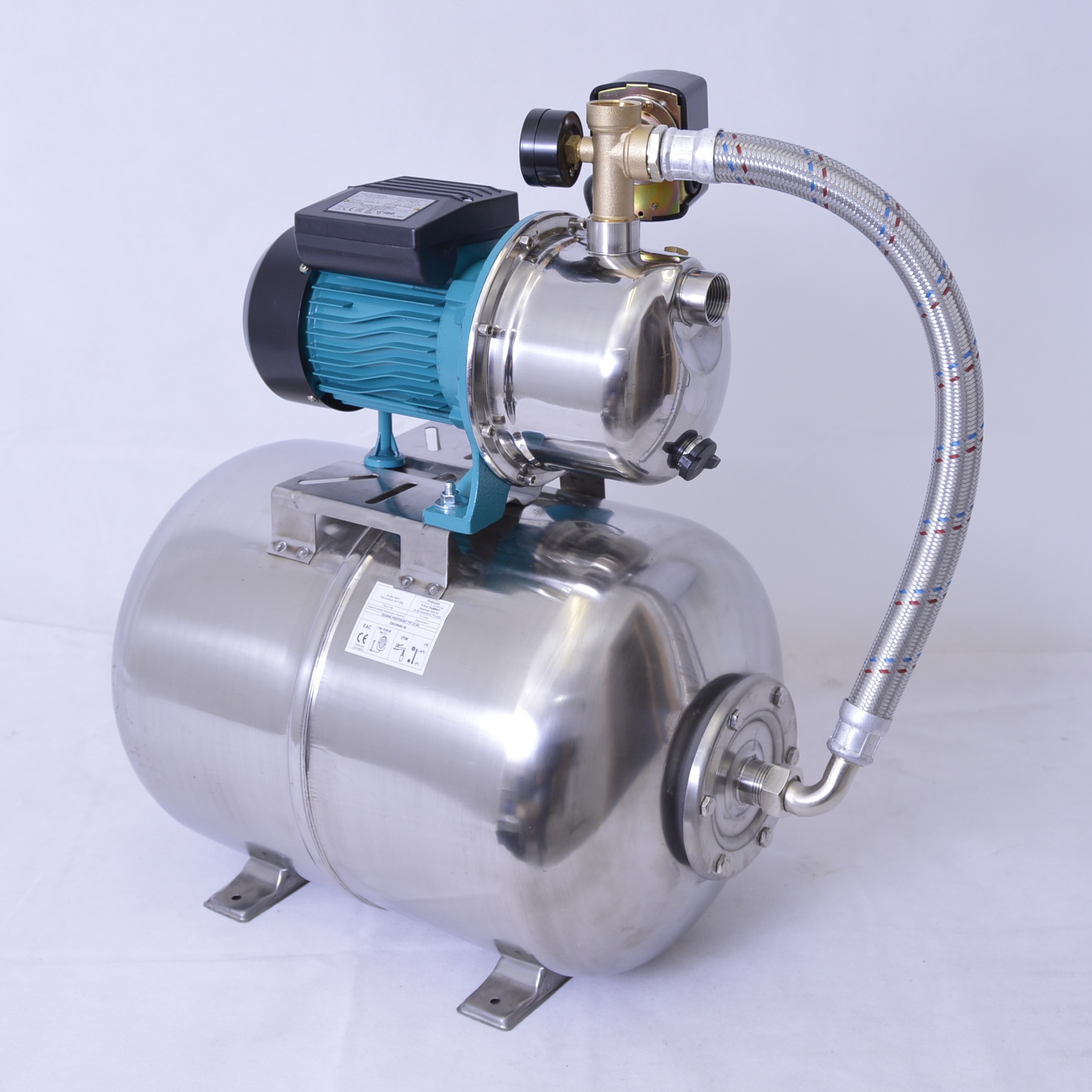 Hochwertiges 50 L Edelstahl Hauswasserwerk 1100W - 5 bar Pumpe mit ...
